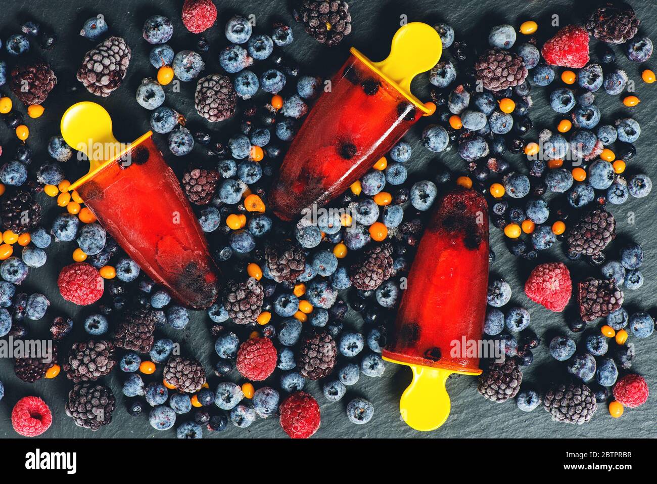Top view of refreshing homemade popsicle with berries Stock Photo - Alamy