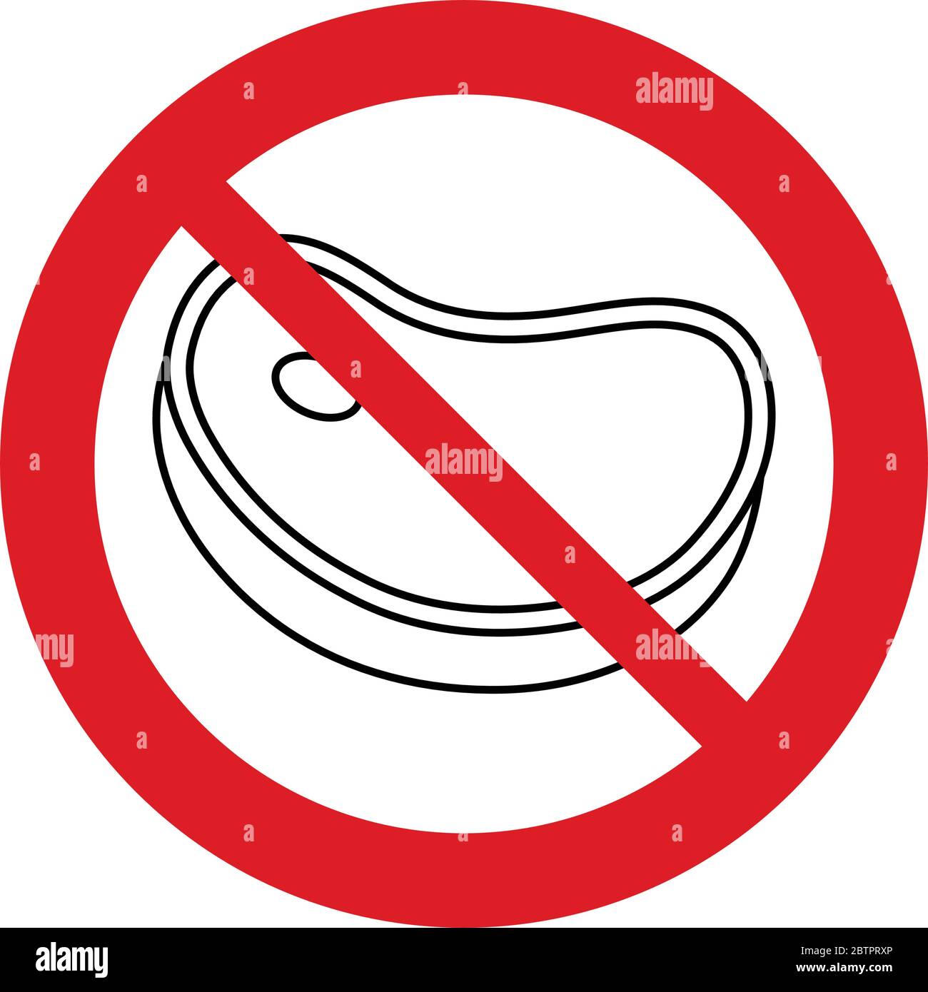 No meat icon vector no beaf food sign The red circle prohibiting sing ...