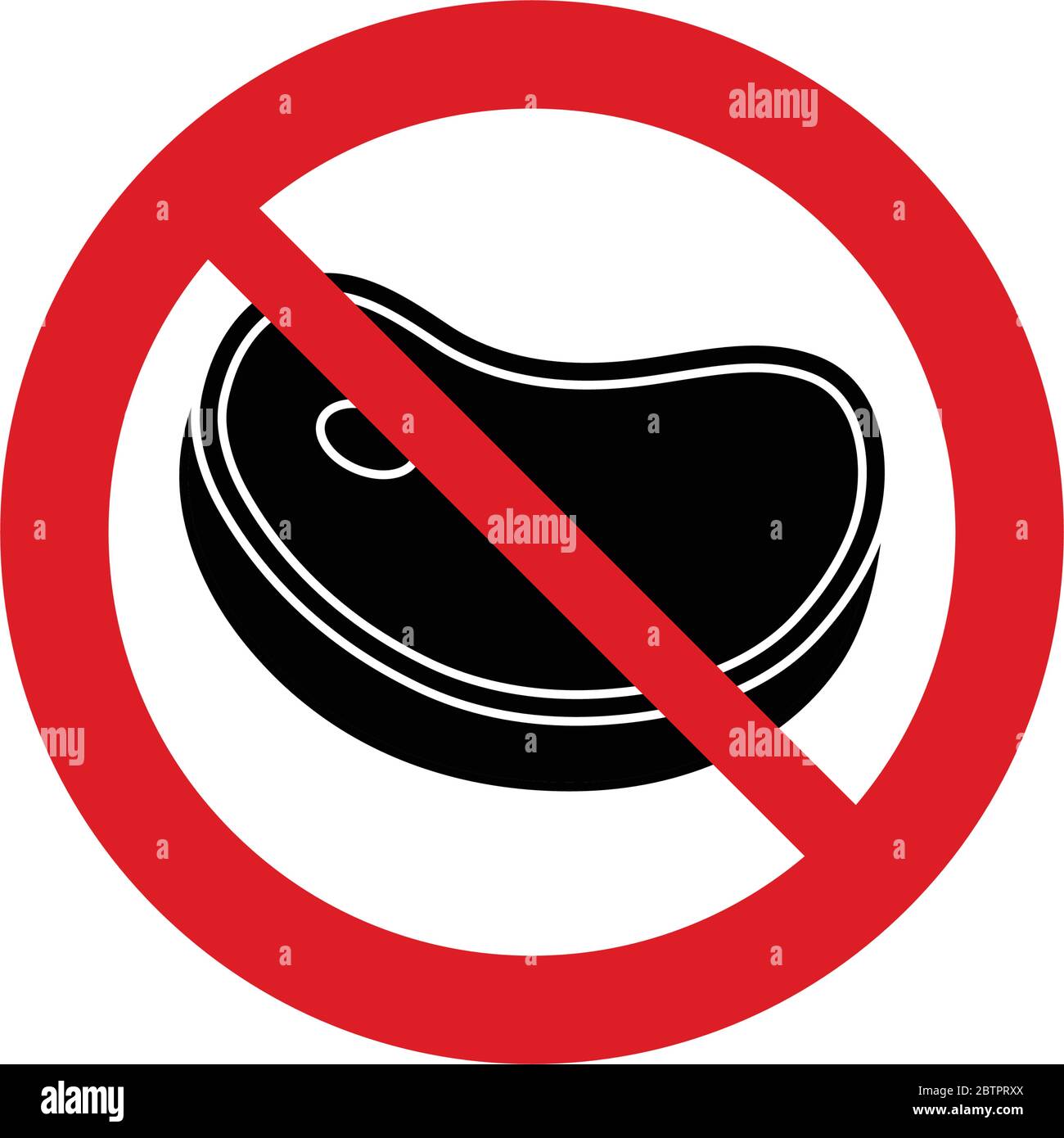 No meat icon vector no beaf food sign The red circle prohibiting sing ...
