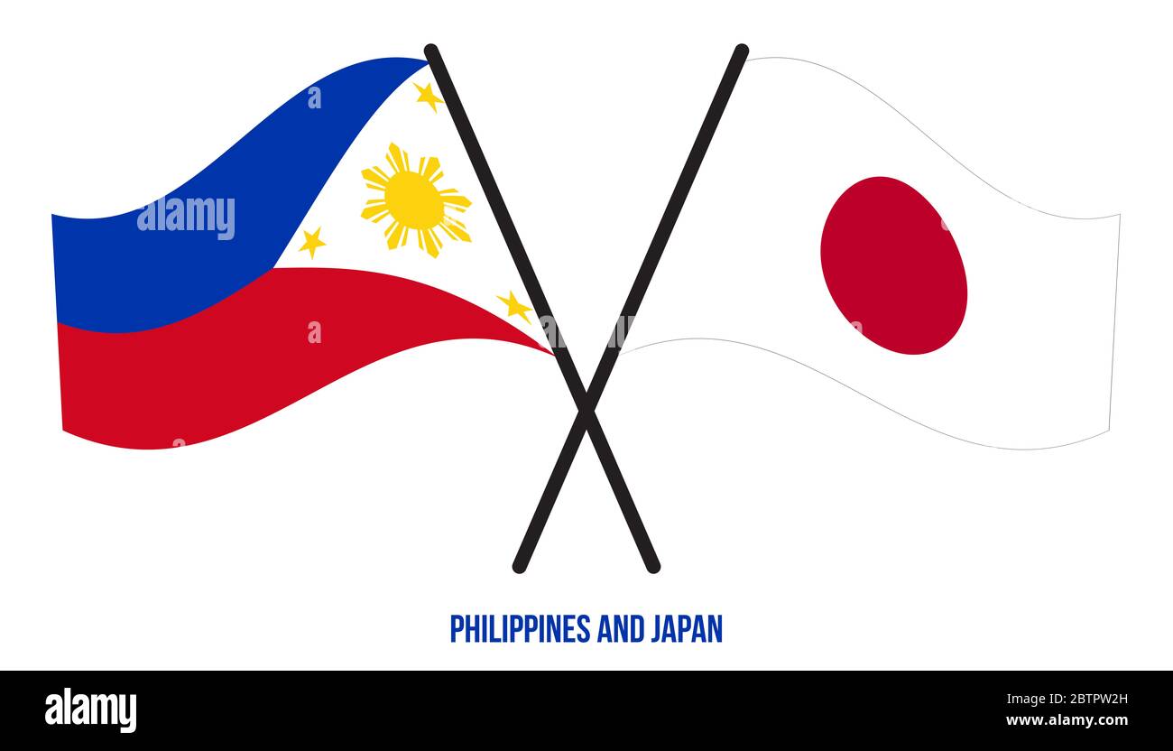 Philippines and Japan Flags Crossed And Waving Flat Style. Official ...