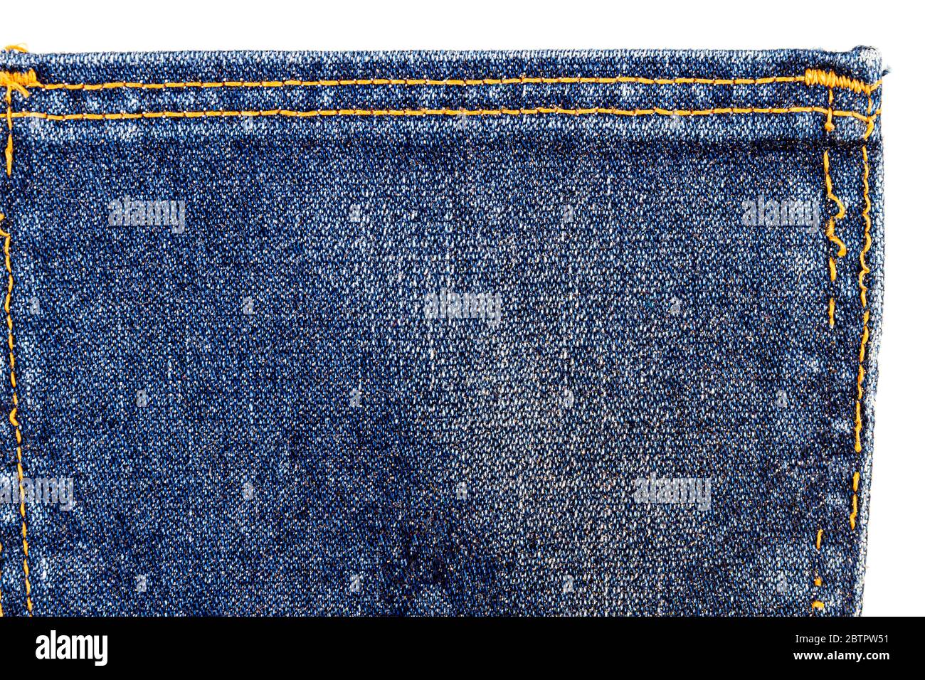 Blue denim jeans back pocket isolated on white background Stock Photo ...