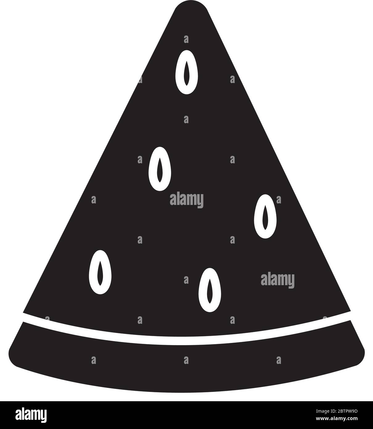 watermelon slice icon over white background, silhouette style, vector ...