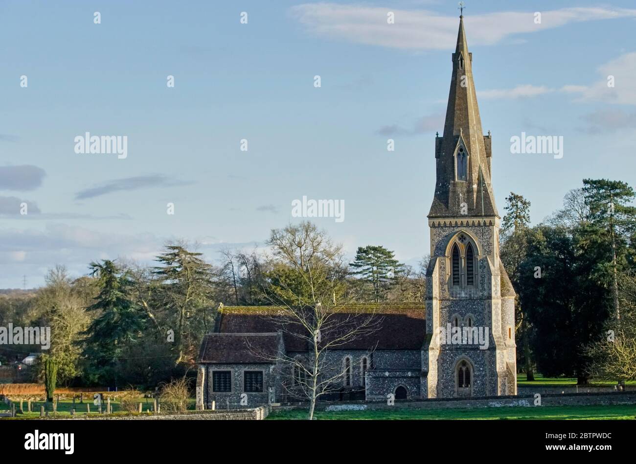 nice day to go to the church in the field Stock Photo - Alamy