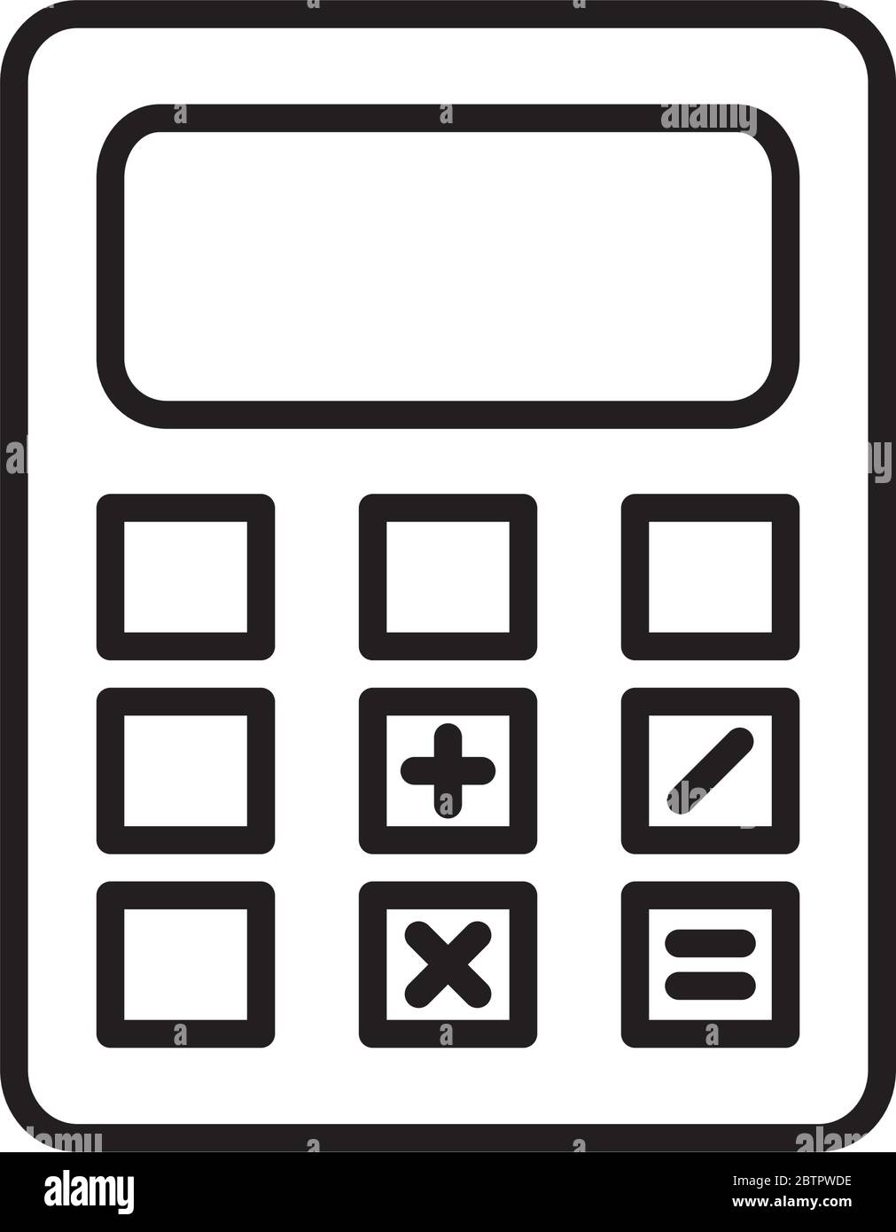 calculator device icon over white background, line style, vector ...