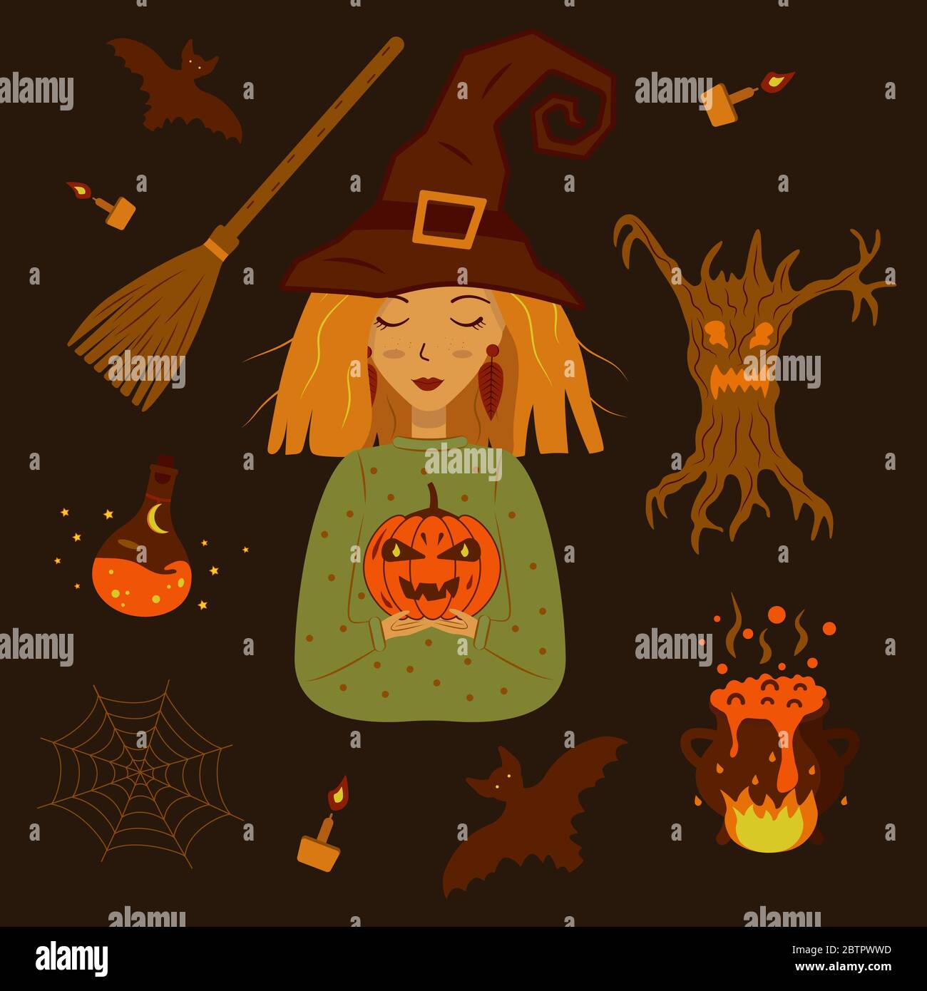 Fly girl in pumpkin Stock Vector Images - Alamy