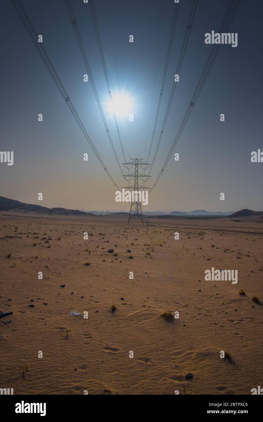Electric grid lines in desert hi-res stock photography and images - Alamy
