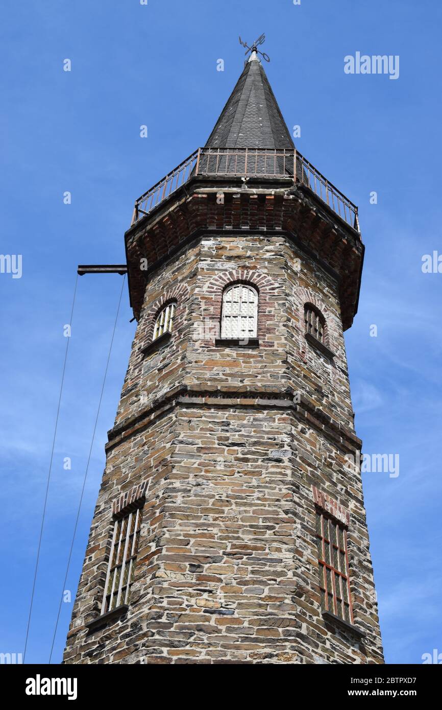 medieval ferry tower in Hatzenport, Mosel valley in Germany Stock Photo ...
