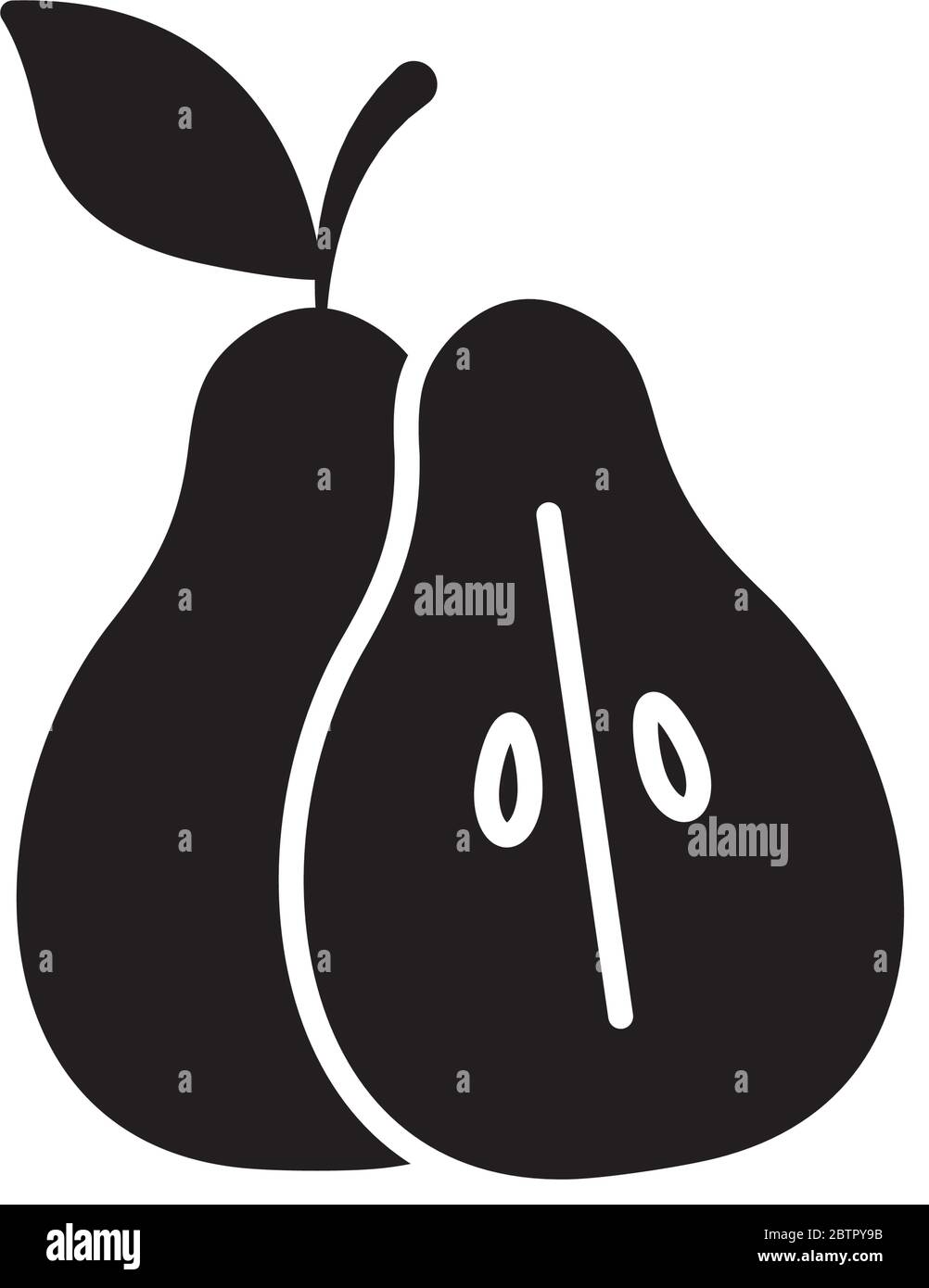 half pear icon over white background, silhouette style, vector ...