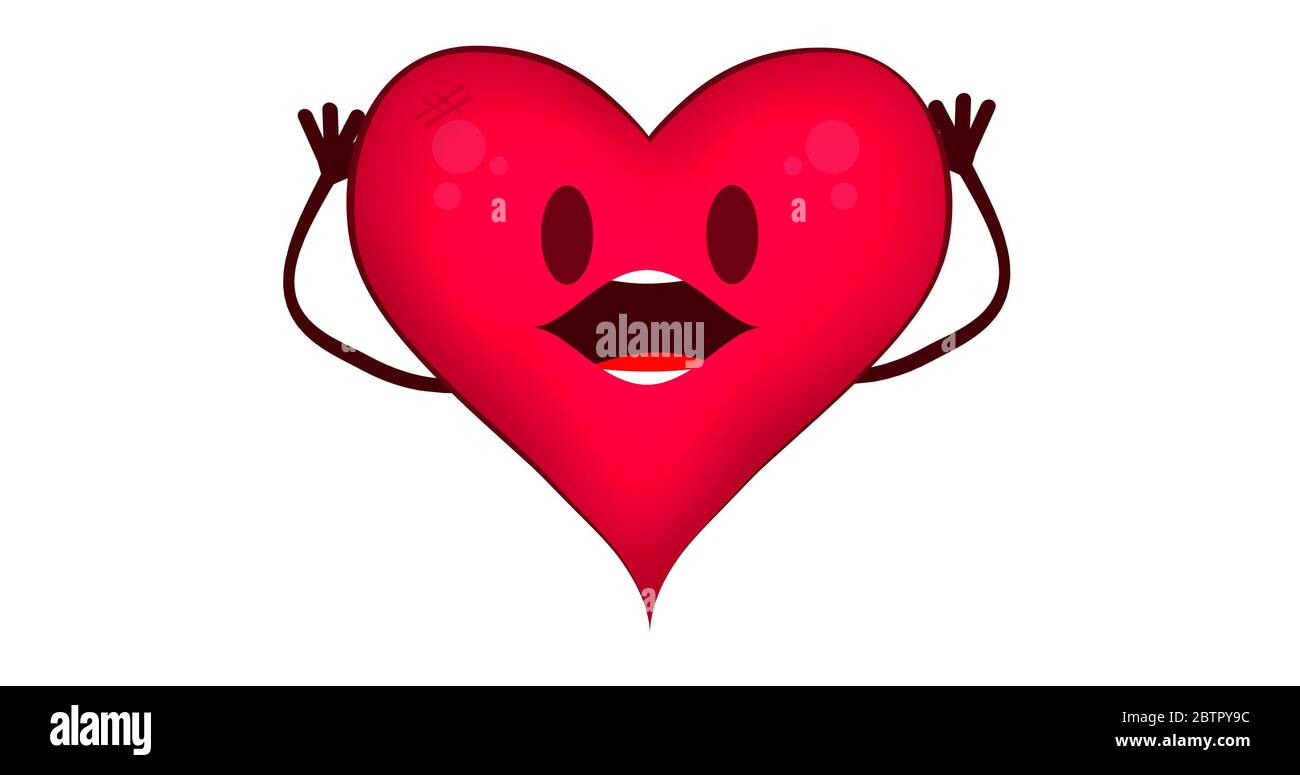 Illustrated heart with an expression of surprise, or despair. Character ...