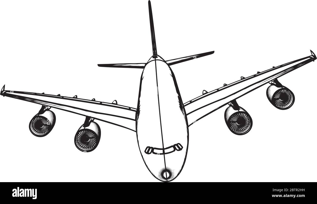 Commercial passenger plane frontal side view vector Stock Vector Image ...