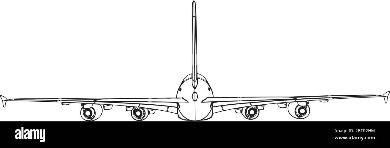 Commercial passenger plane back view vector Stock Vector Image & Art ...