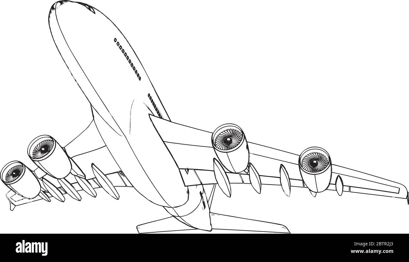 Commercial passenger plane bottom view vector Stock Vector Image & Art ...