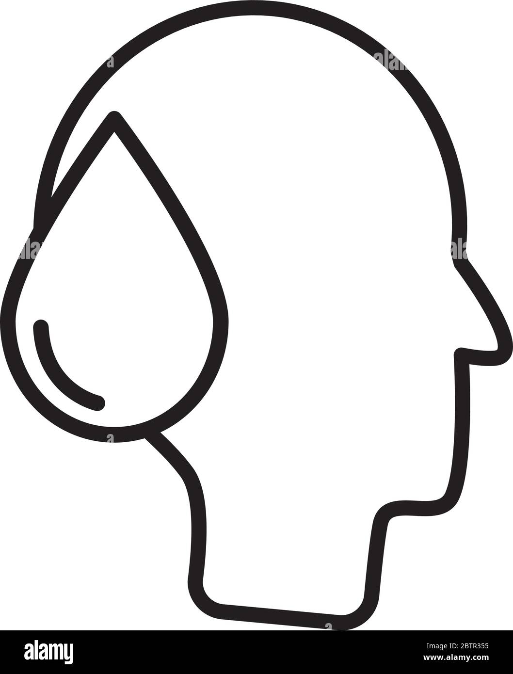 head with water drop icon over white background, line style, vector ...