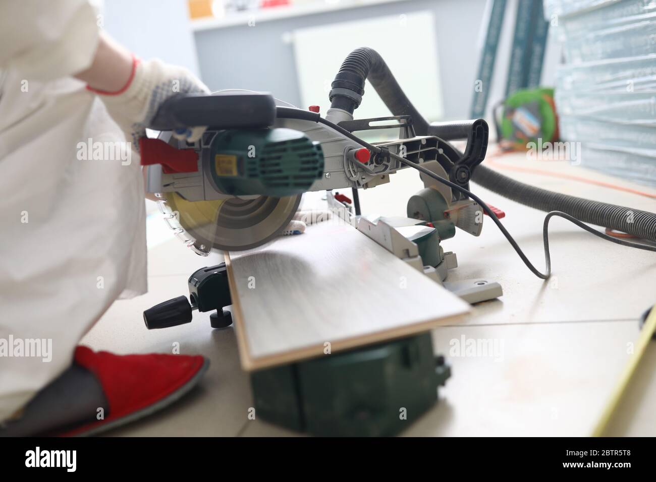 Professional foreman working in room Stock Photo - Alamy
