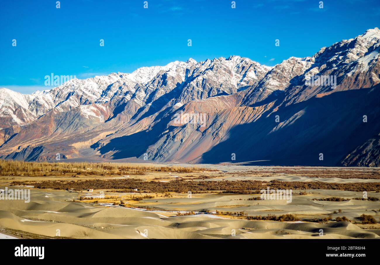 Hunder sand dunes in Ladakh Jammu & Kashmir, India. Stunning silver ...