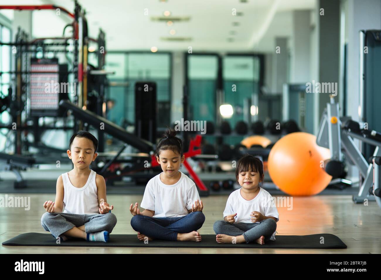 Group of children doing gymnastic exercises Stock Photo - Alamy
