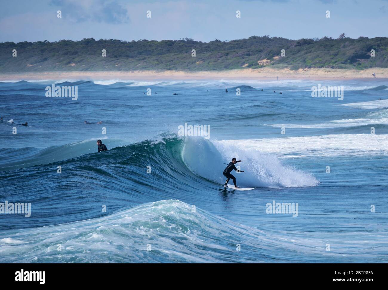 Surfing at the Culburra beach, New South Wales, Australia, closeup ...