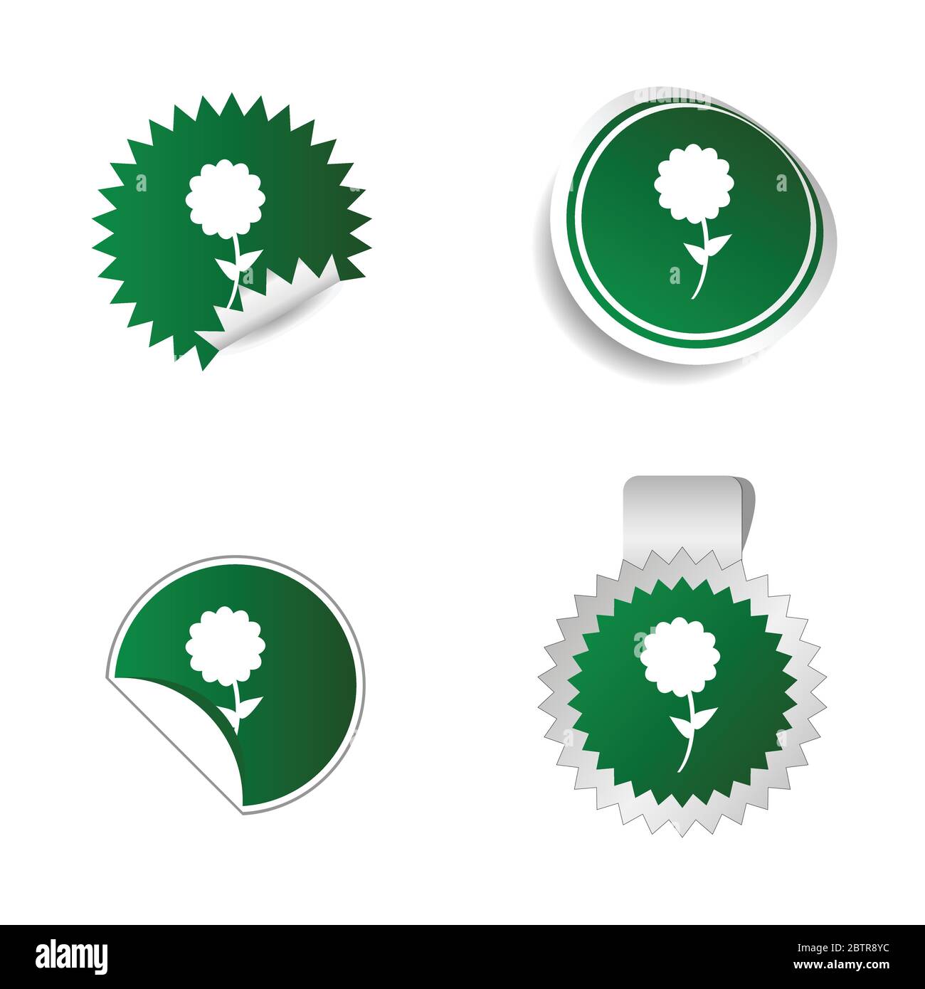 sticker green color with white flower icon vector Stock Vector Image ...