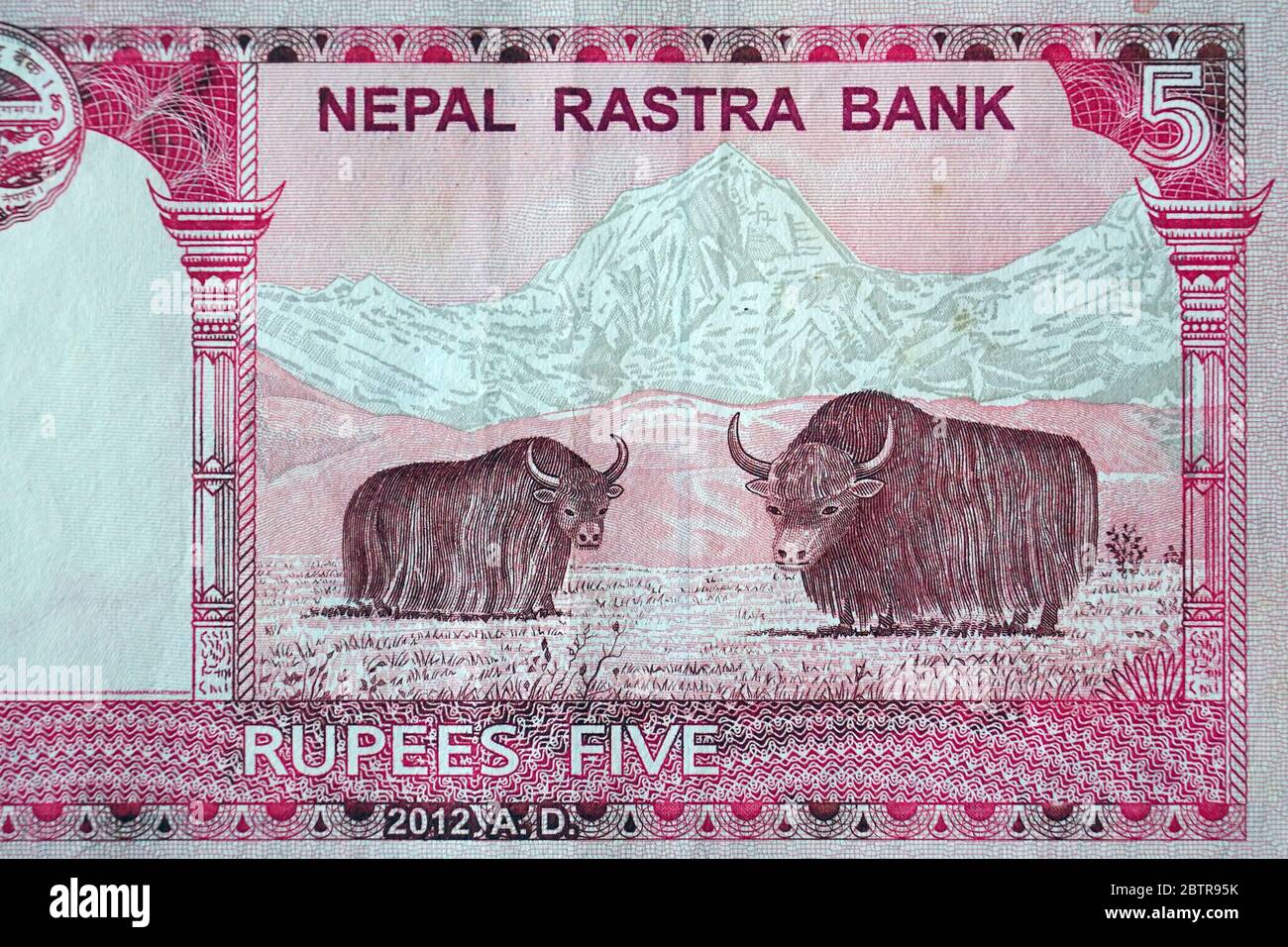 five rupees, Nepalese rupee, Nepalesische Rupie, NPR, nepáli rúpia ...