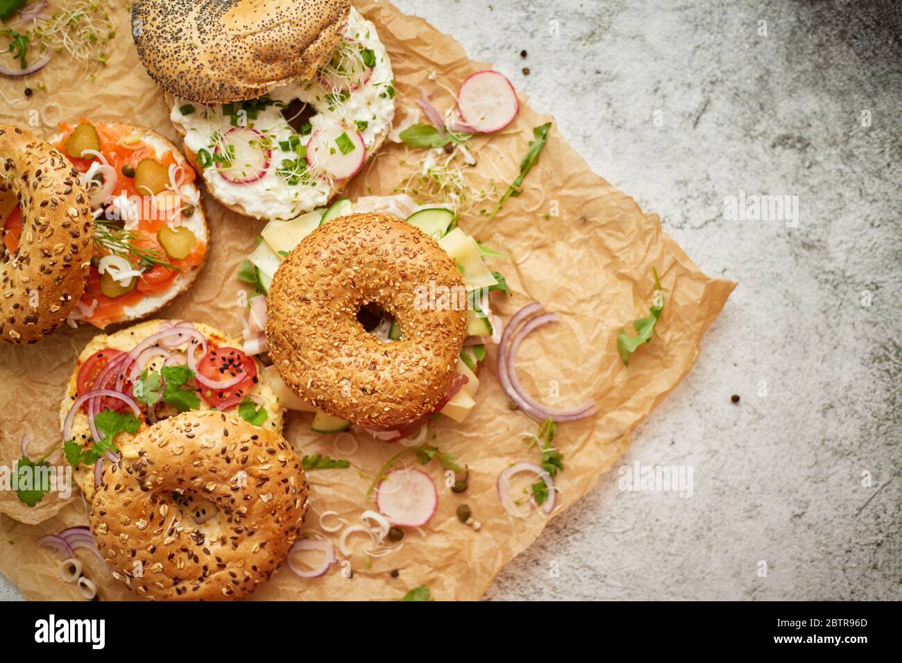 Smoked salmon bagels white background hi-res stock photography and ...