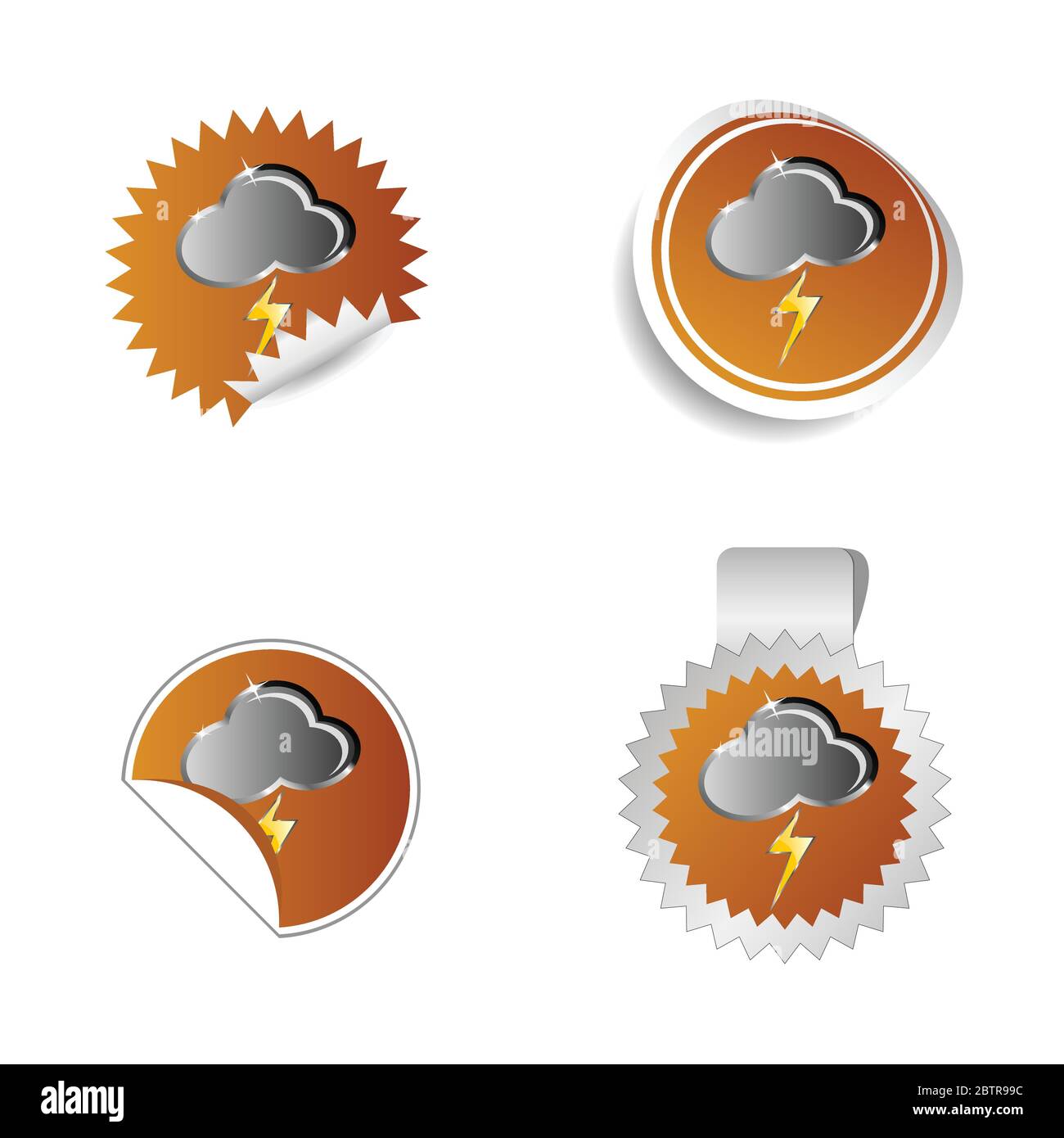 sticker weather forecast cloud and lightning vector Stock Vector Image ...