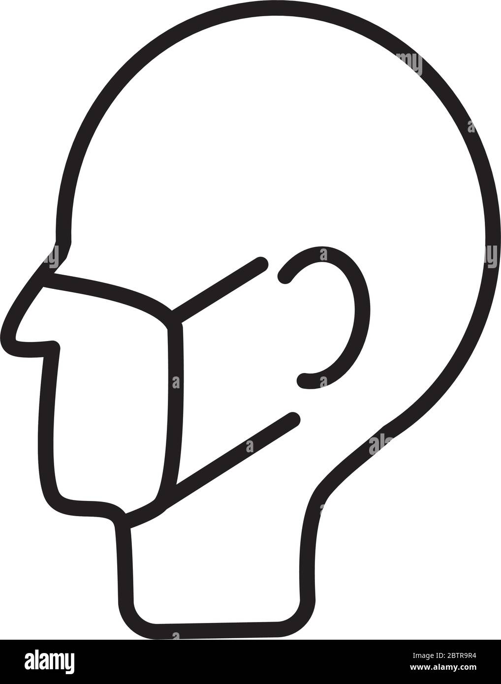 profile head with mouth mask icon over white background, line style ...