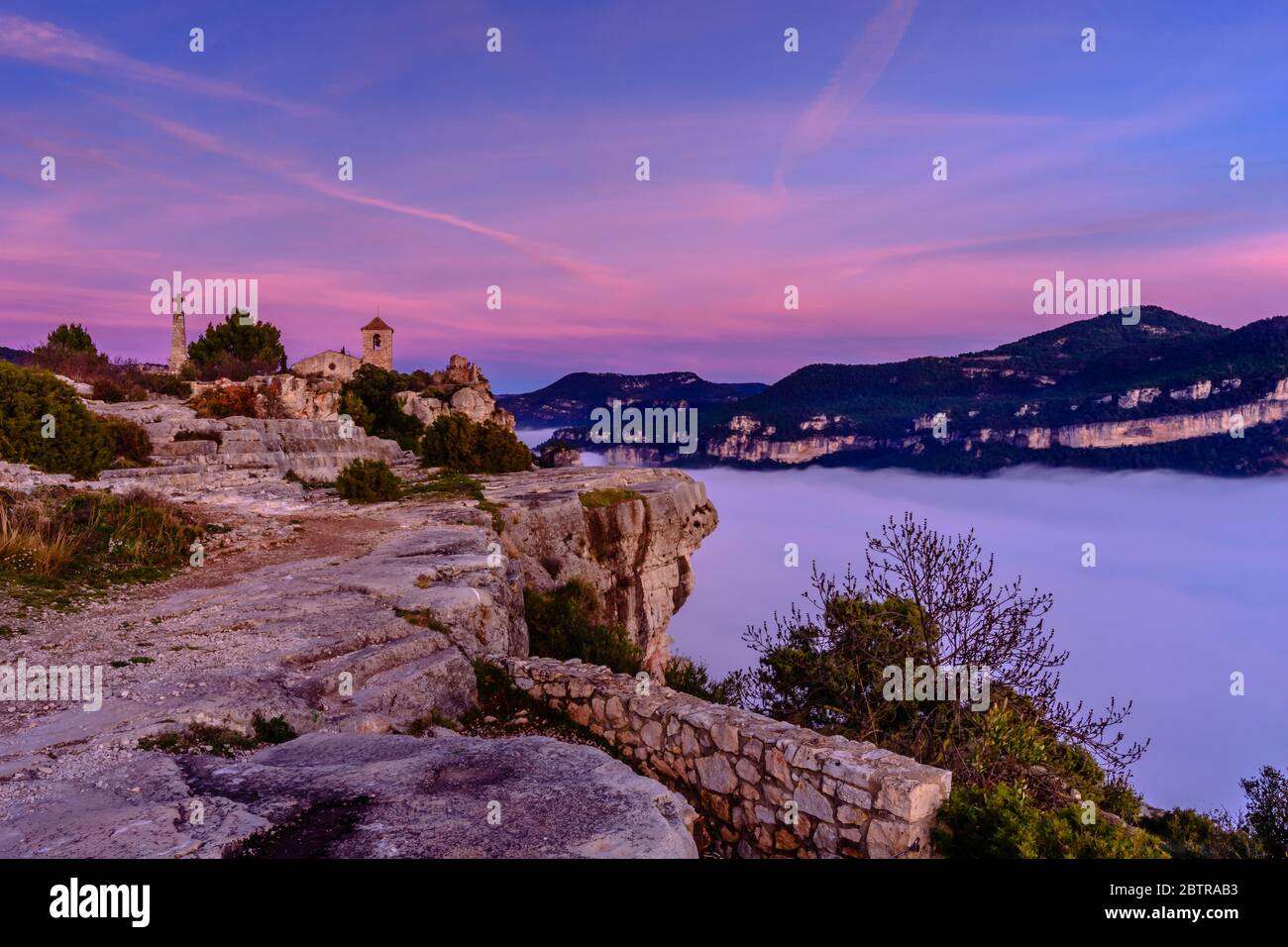 Beautiful sunset at Siurana Monastery(Catalonia, Spain Stock Photo - Alamy