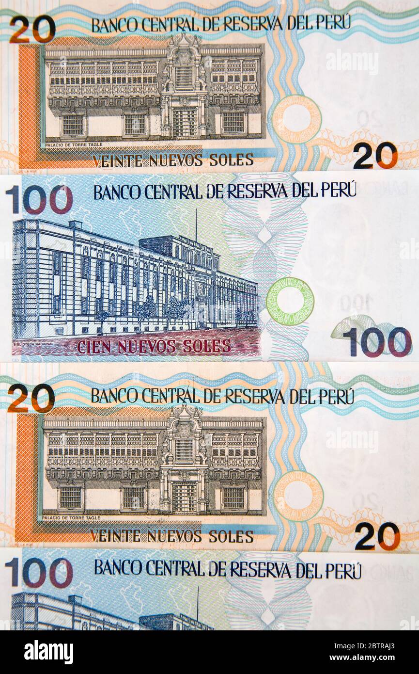 Peruvian currency notes (Nuevo Sol), Lima, Peru, South America Stock ...