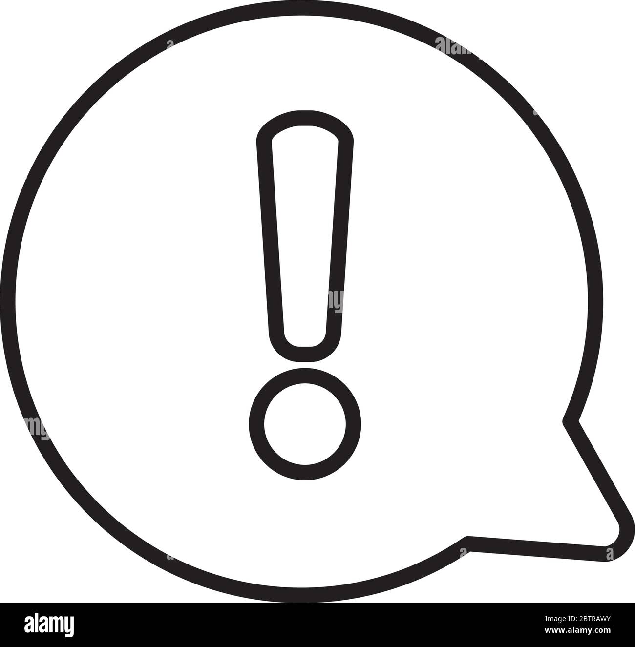 speech bubble with alert symbol icon over white background, line style ...