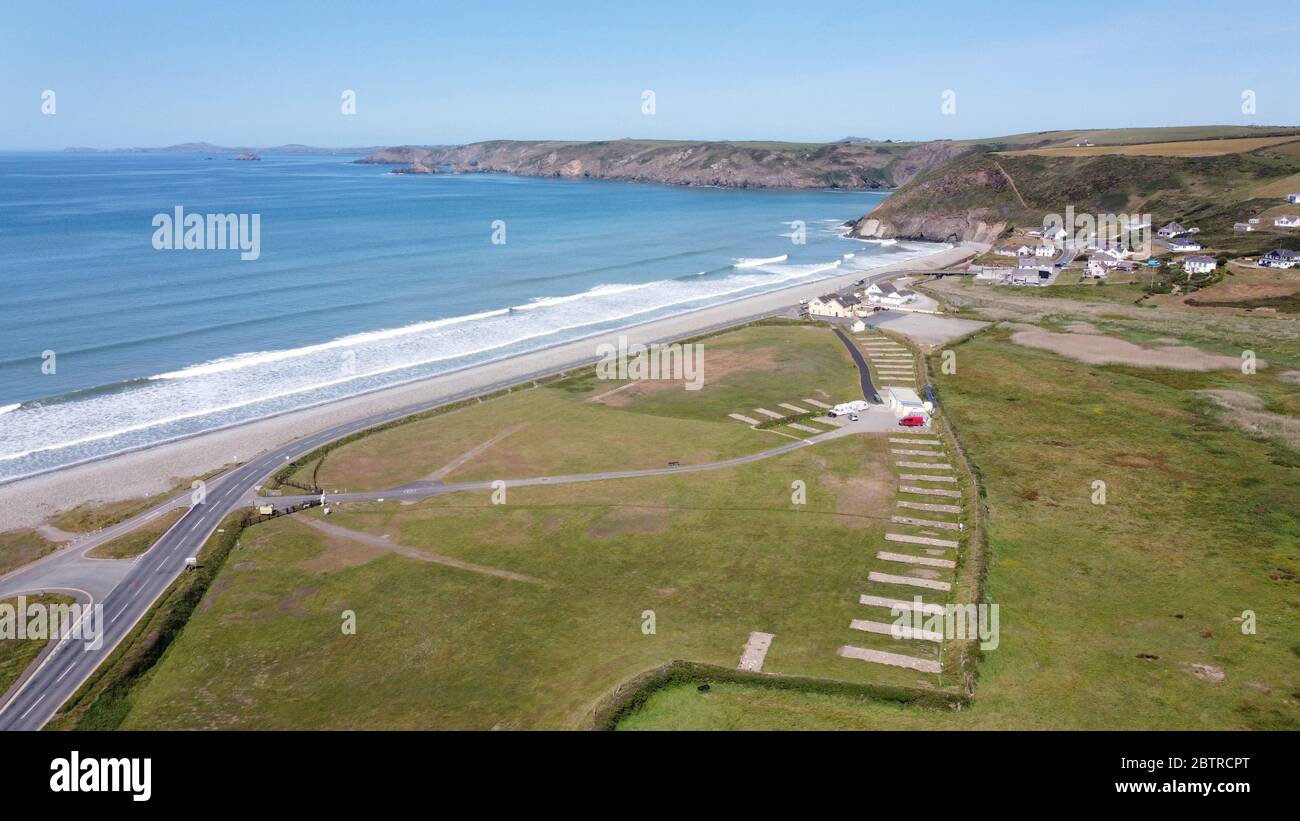 Aerial view of Newgale beach, Pembrokeshire Wales UK Stock Photo - Alamy