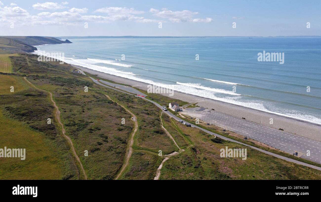 Aerial view of Newgale Beach, Pembrokeshire Stock Photo - Alamy