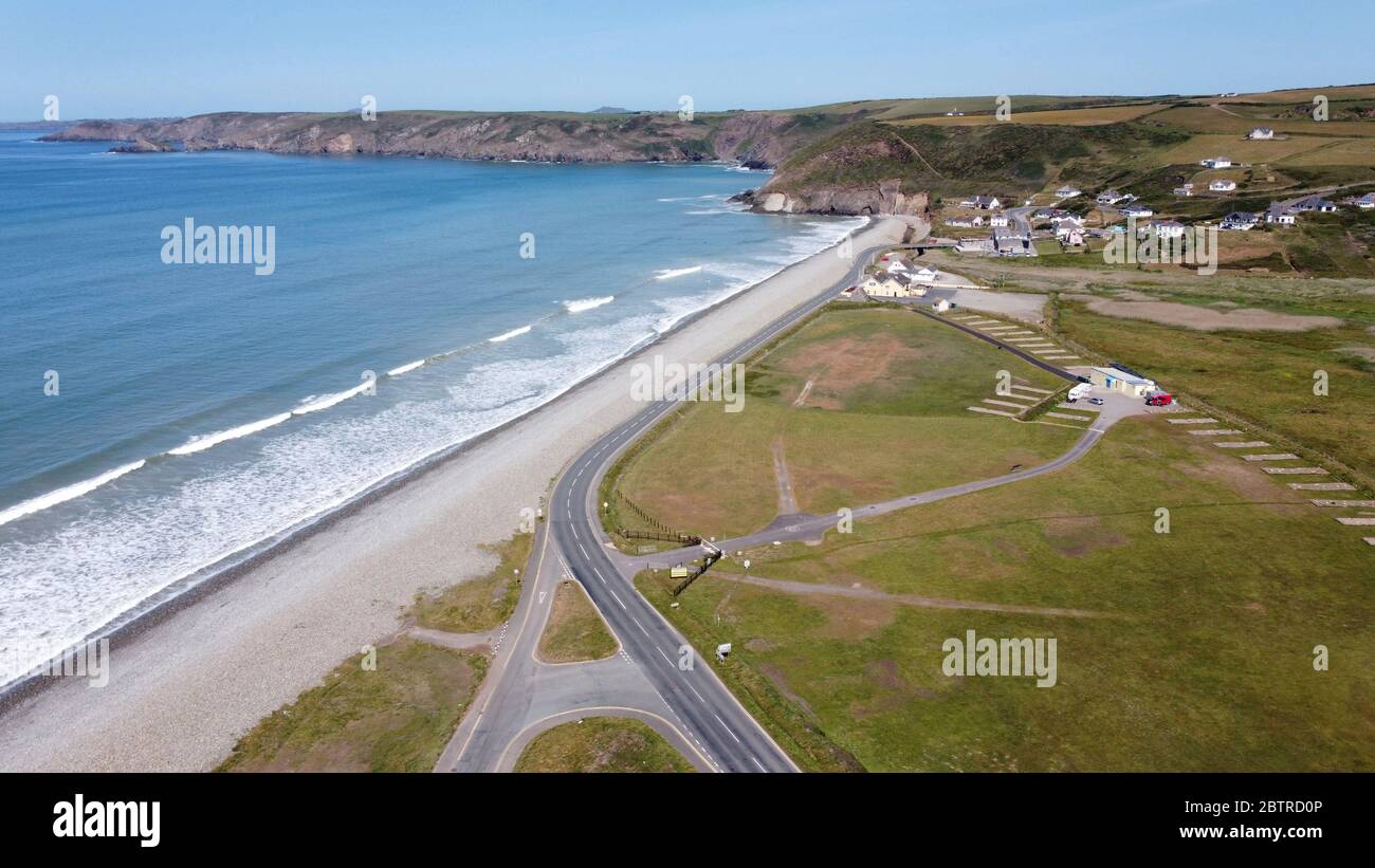 Aerial view of Newgale beach, Pembrokeshire Wales UK Stock Photo - Alamy