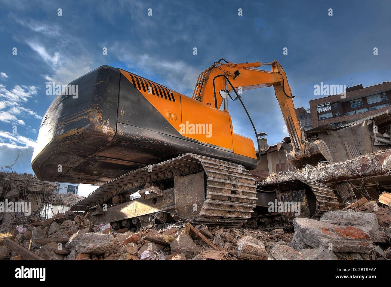 Demolition bulldozer working Stock Photo - Alamy