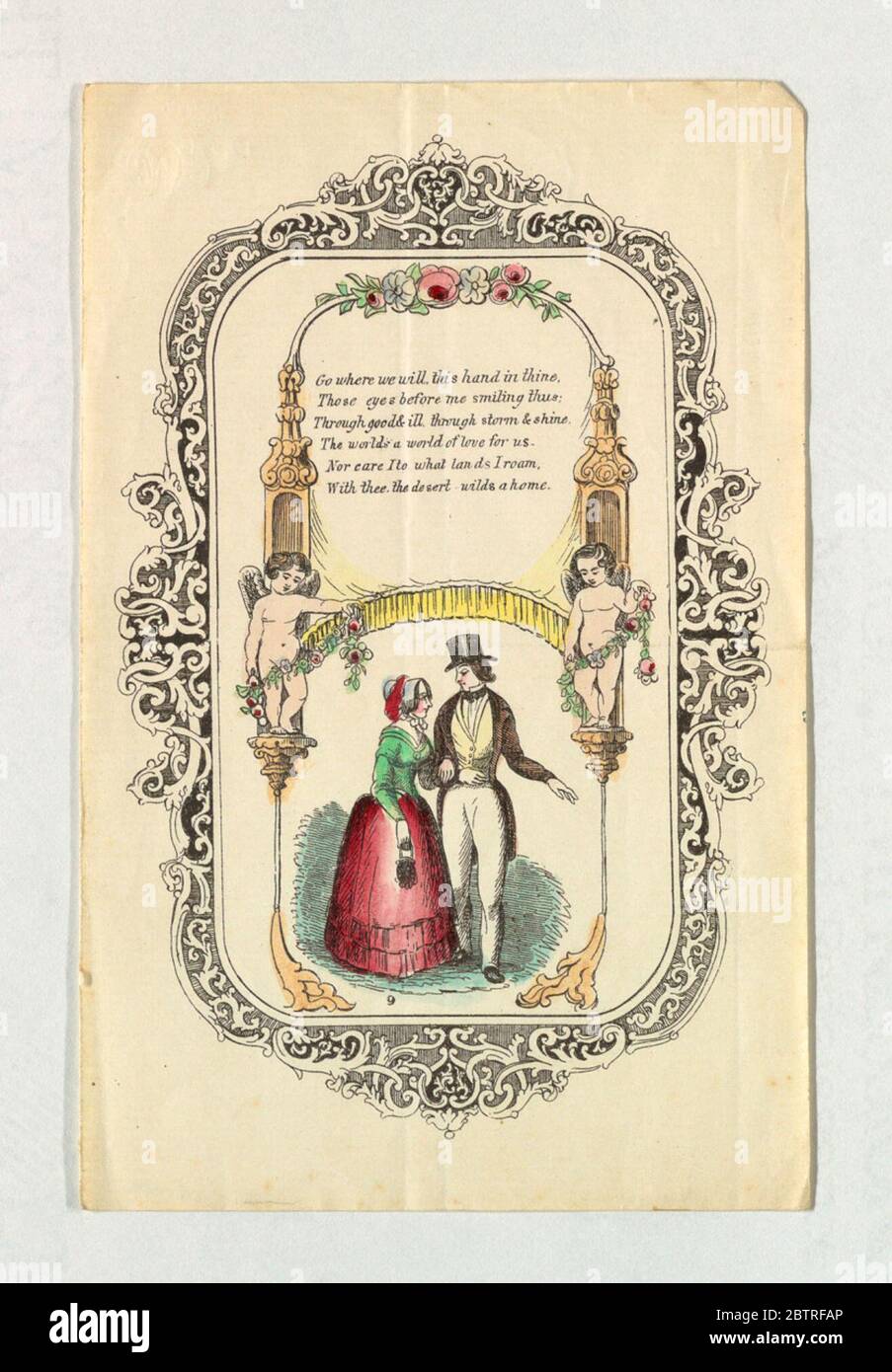 Valentine Greeting. Research in ProgressA couple stand under a frame on ...