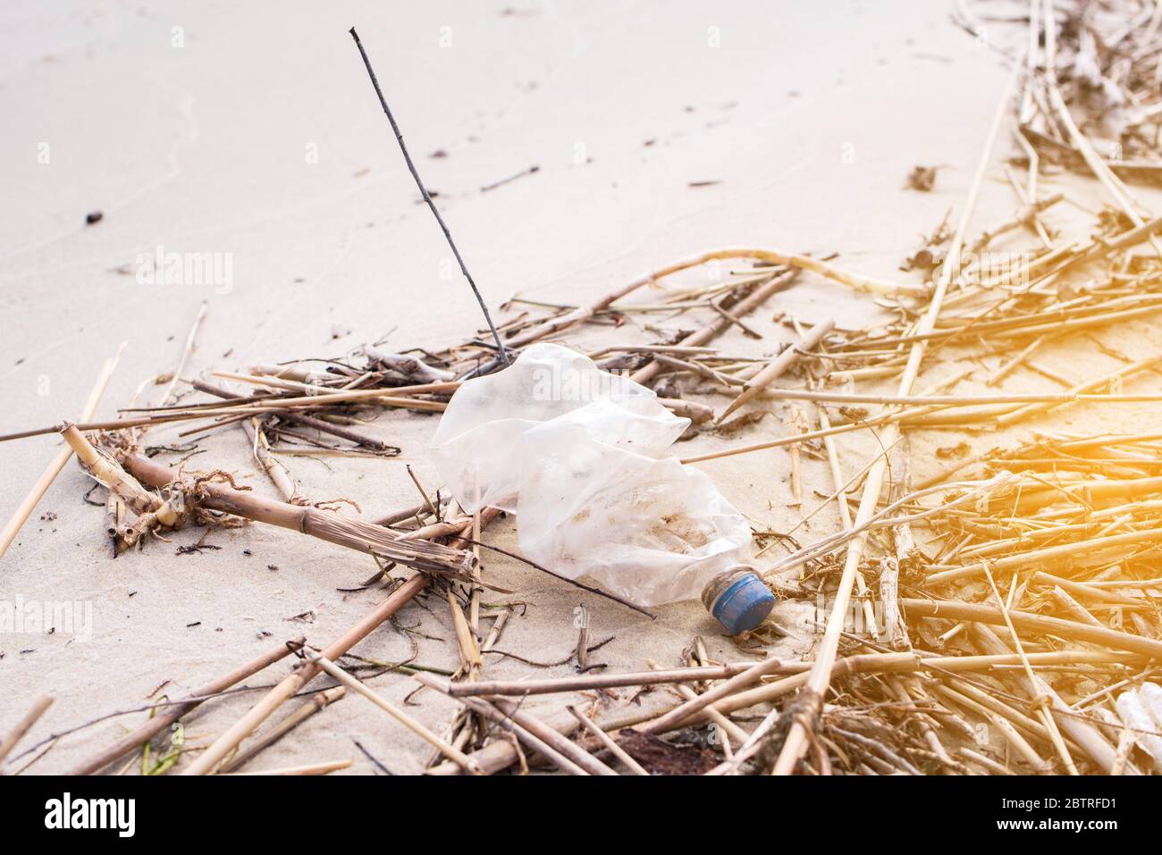 A plastic bottle is like garbage on the shore of a lake. The contagious ...