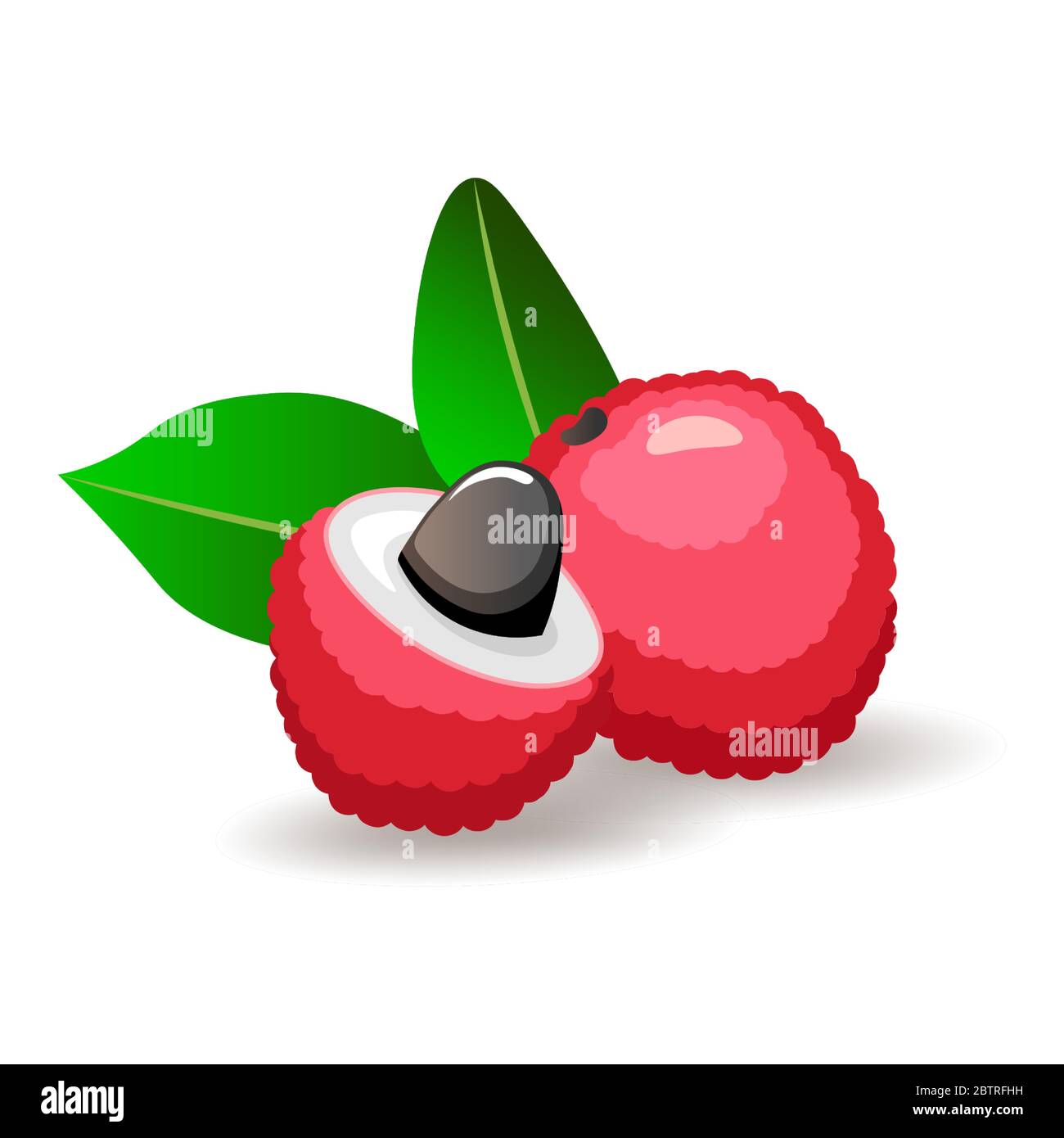 Lychees with leaves on white background. Delicious exotic fruits ...