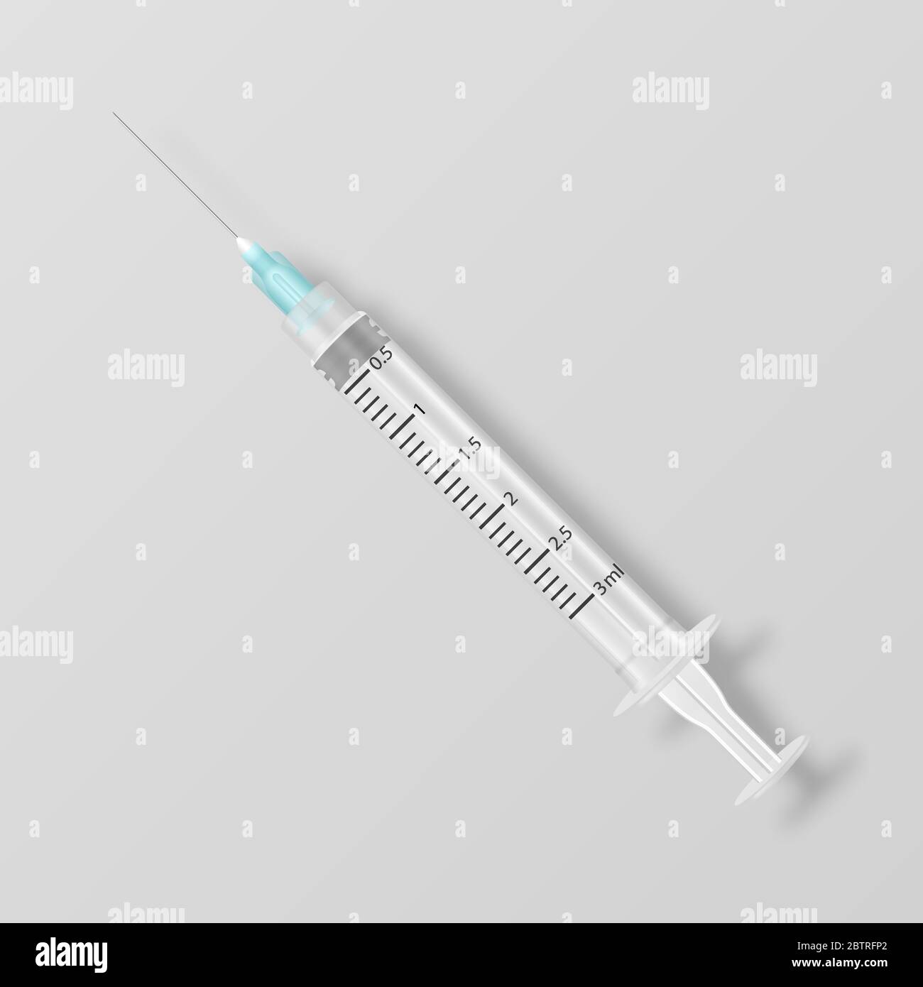 Vector 3d Realistic Blank Empty Syringe Icon Closeup Isolated on White ...