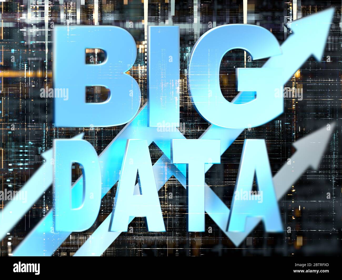 BIG DATA business graph with arrows tending upwards, electronic ...