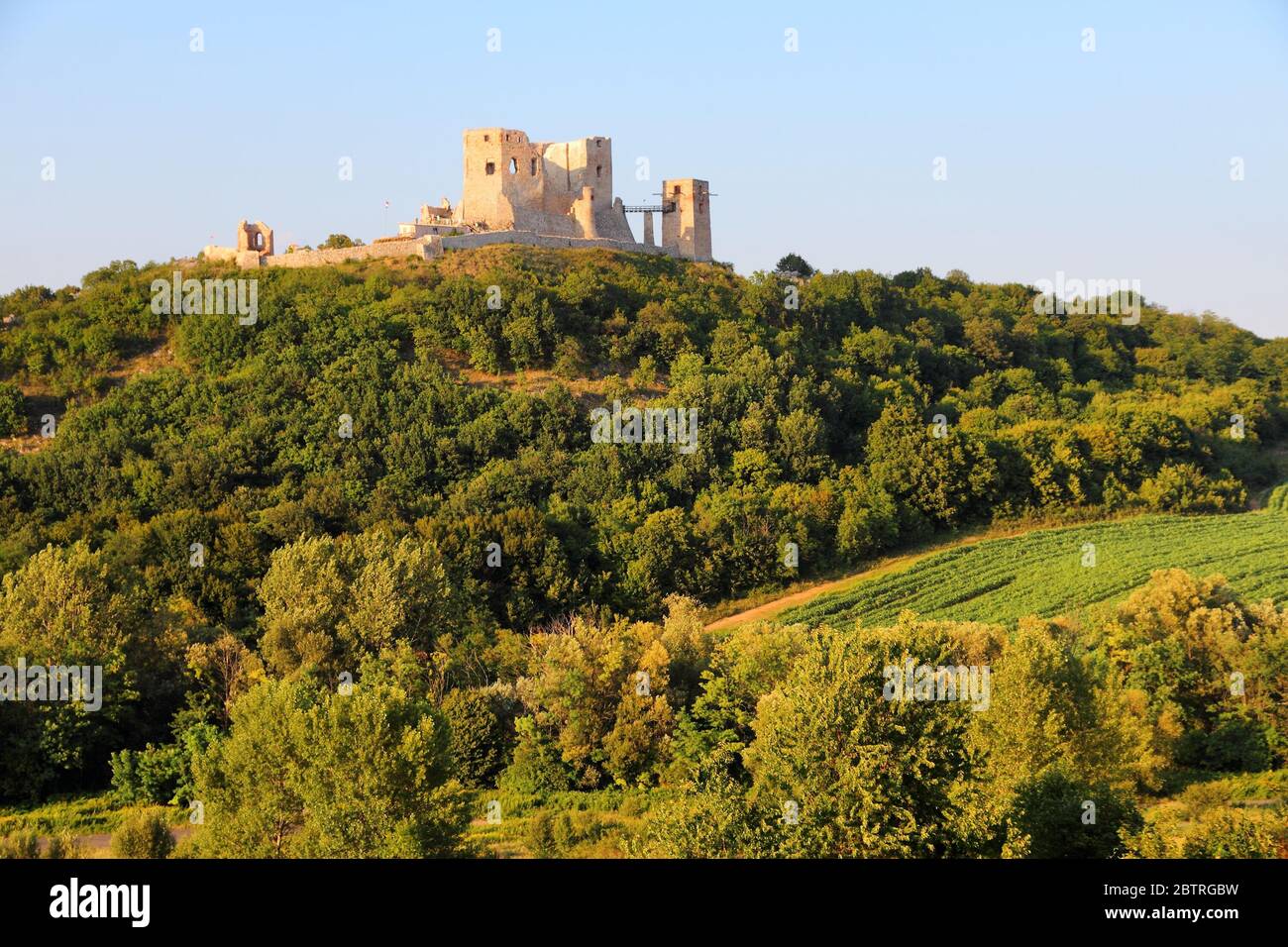 Hungary - Csesznek castle in Central Transdanubia. Medieval hilltop ...