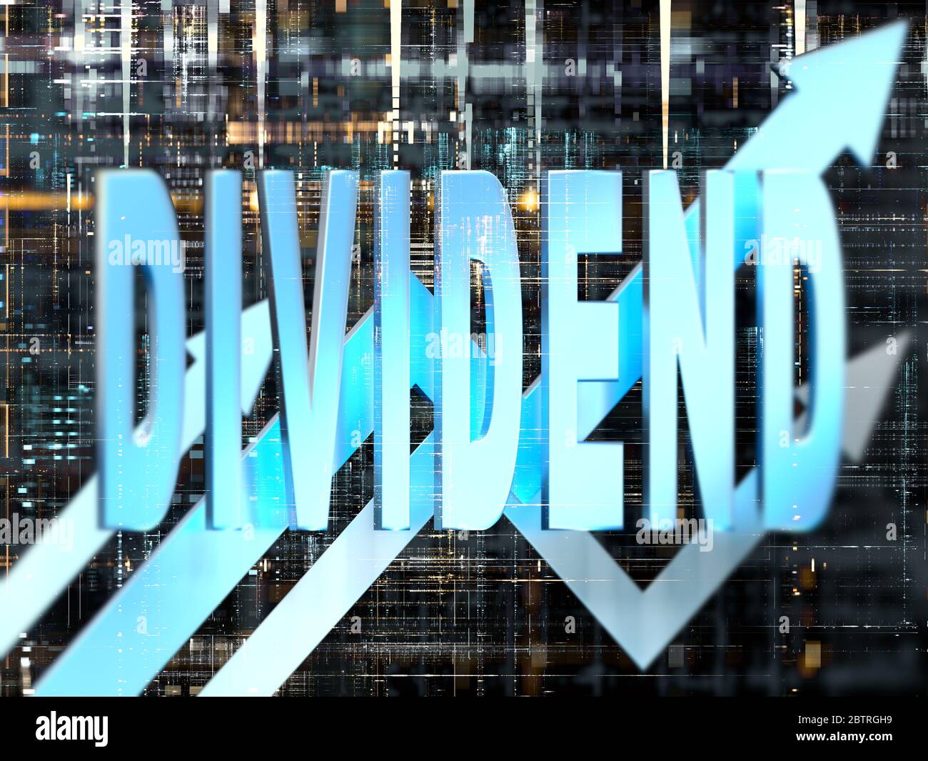 DIVIDEND business graph with arrows tending upwards, electronic ...