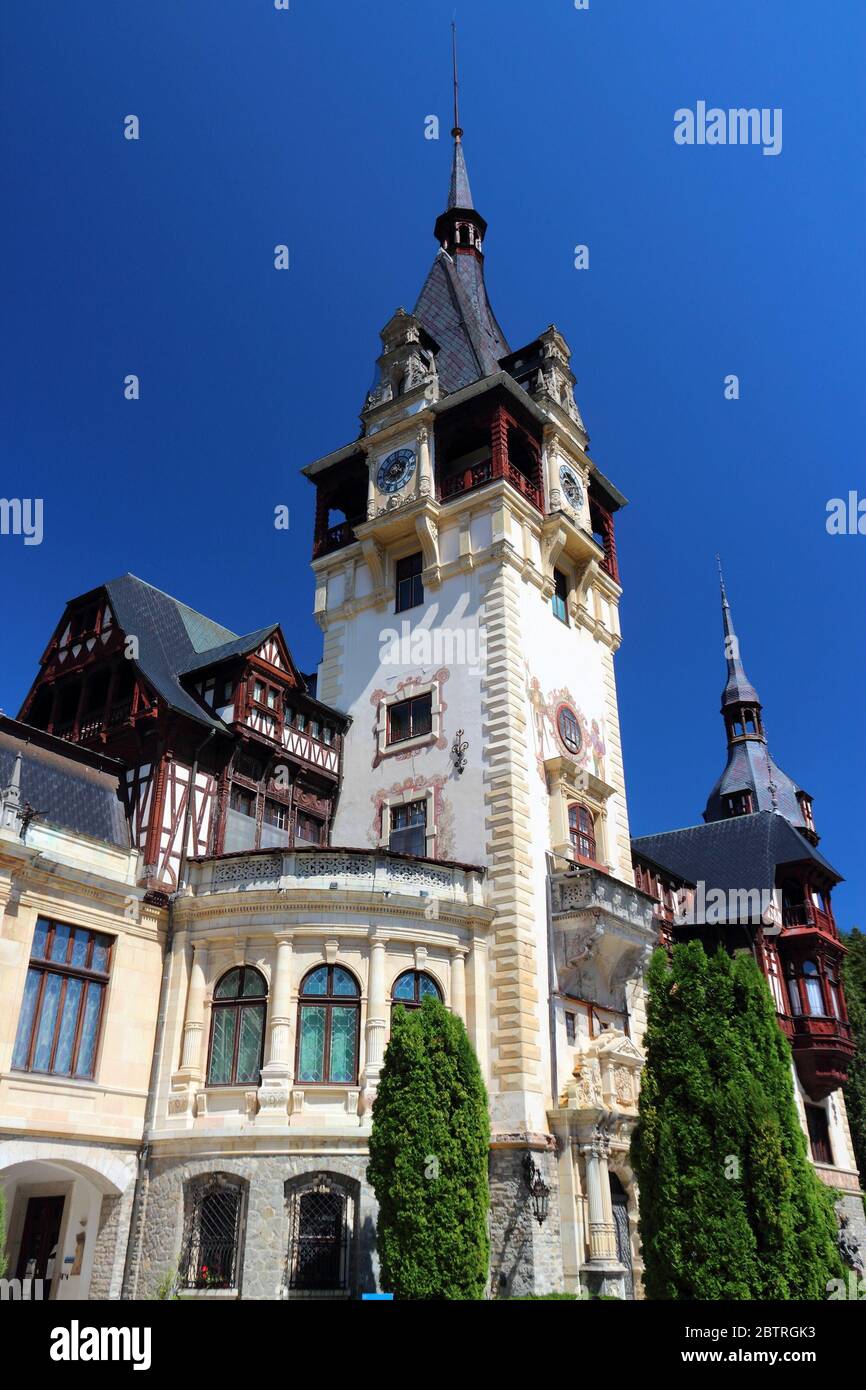 Romania landmark - Peles Castle. Renaissance revival style architecture ...