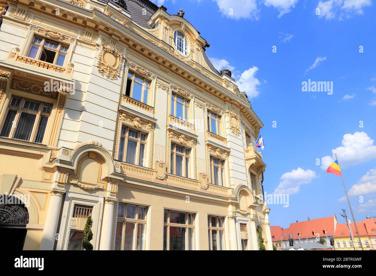 Sibiu in Romania. The Town Hall - local administration building Stock ...