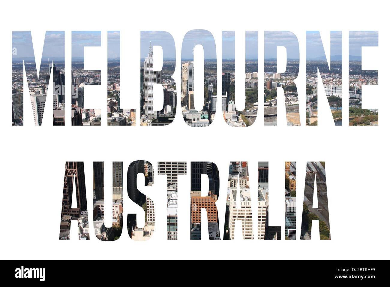 Melbourne, Australia - city name sign with photo in background ...