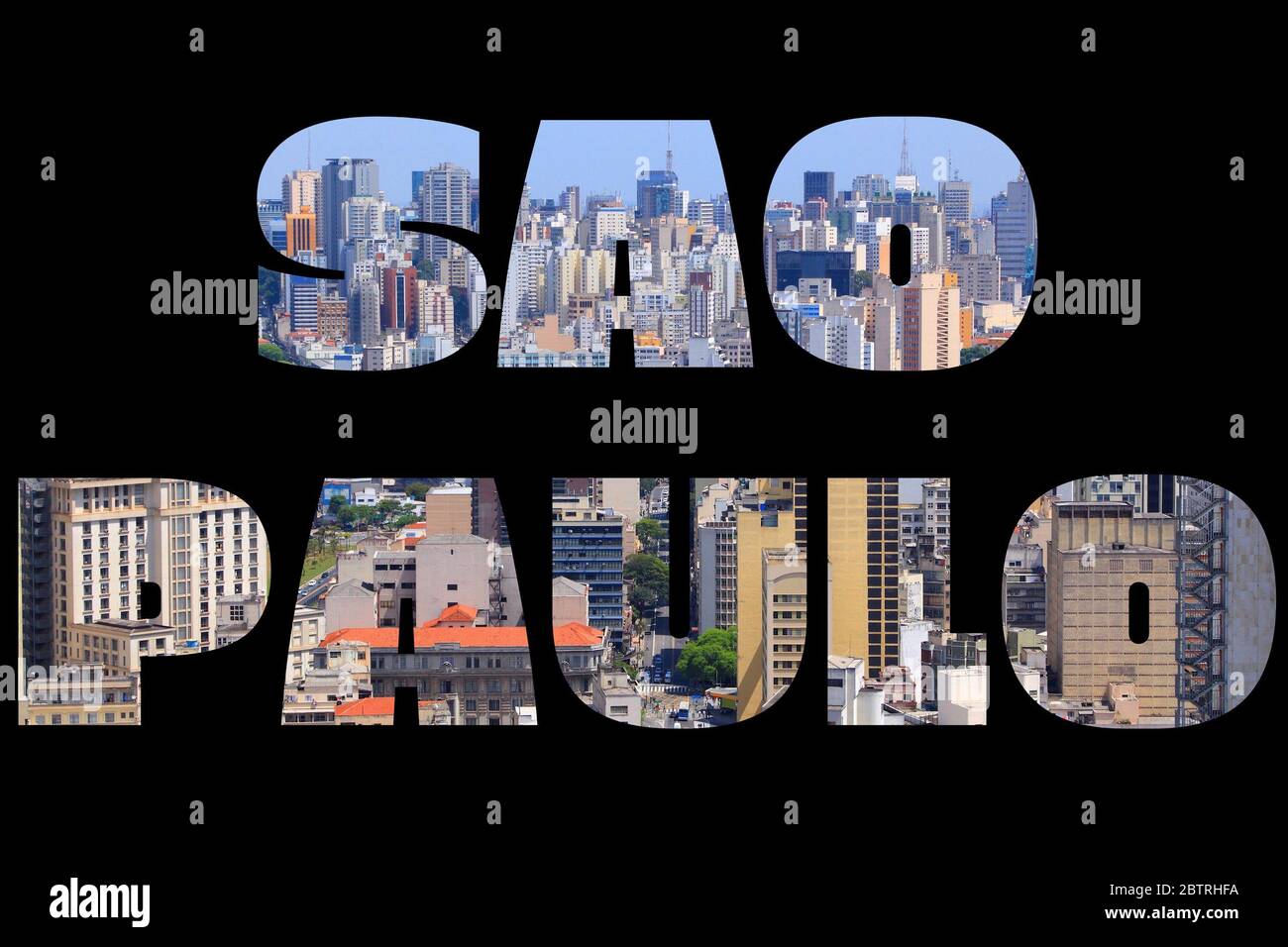 Sao Paulo, Brazil - city name sign isolated against black background ...