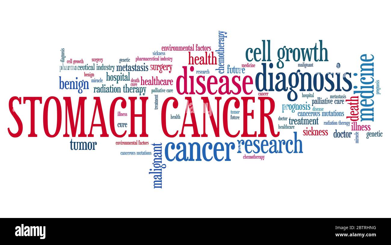 Stomach cancer word collage concept. Serious disease treatment Stock ...