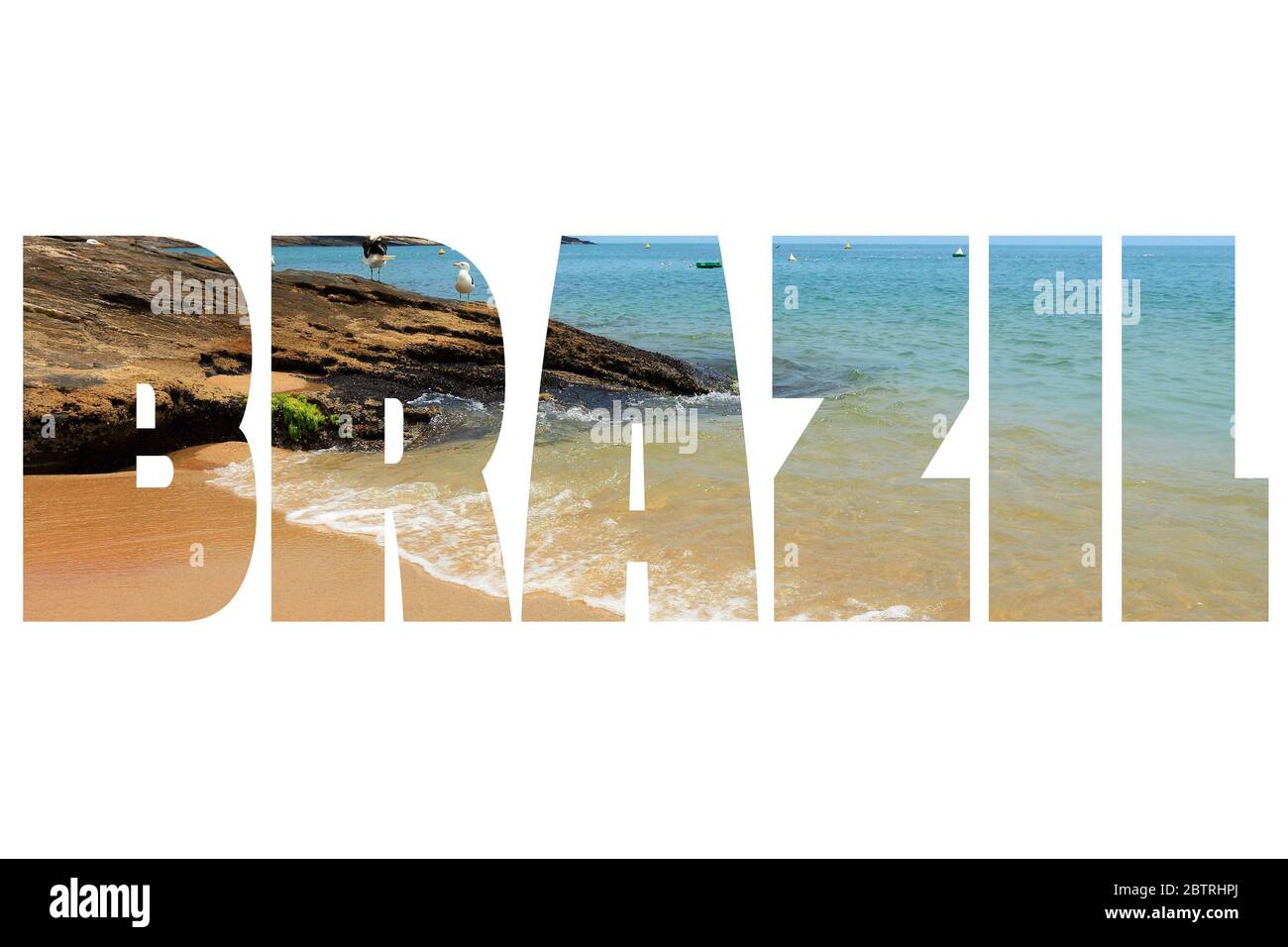 Brazil - country name word. Travel destination sign isolated on white ...