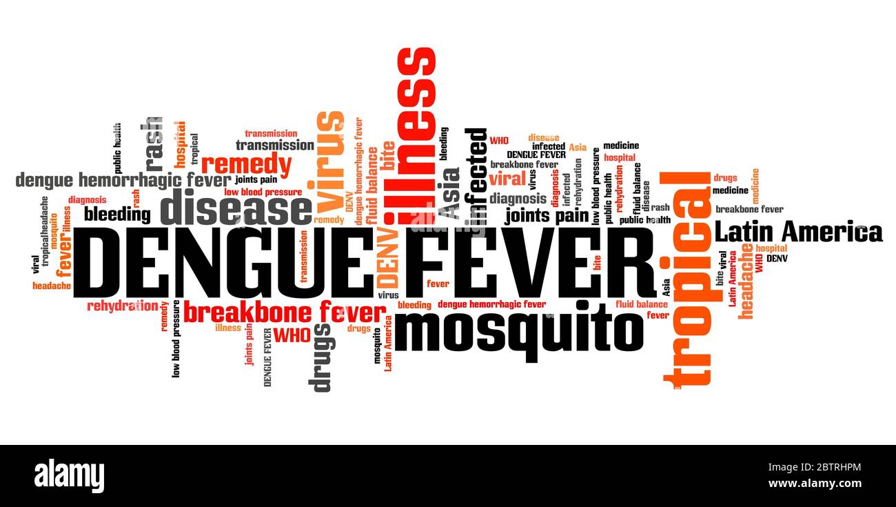 Dengue fever - tropical virus disease. Travel health word cloud Stock ...