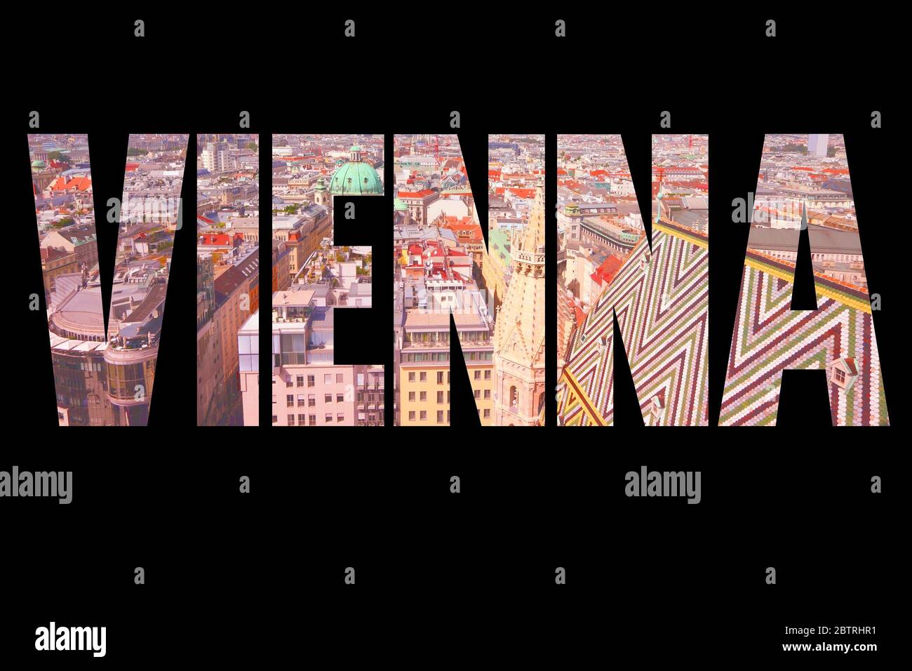 Vienna, Austria - city name sign with photo in background. Isolated on ...