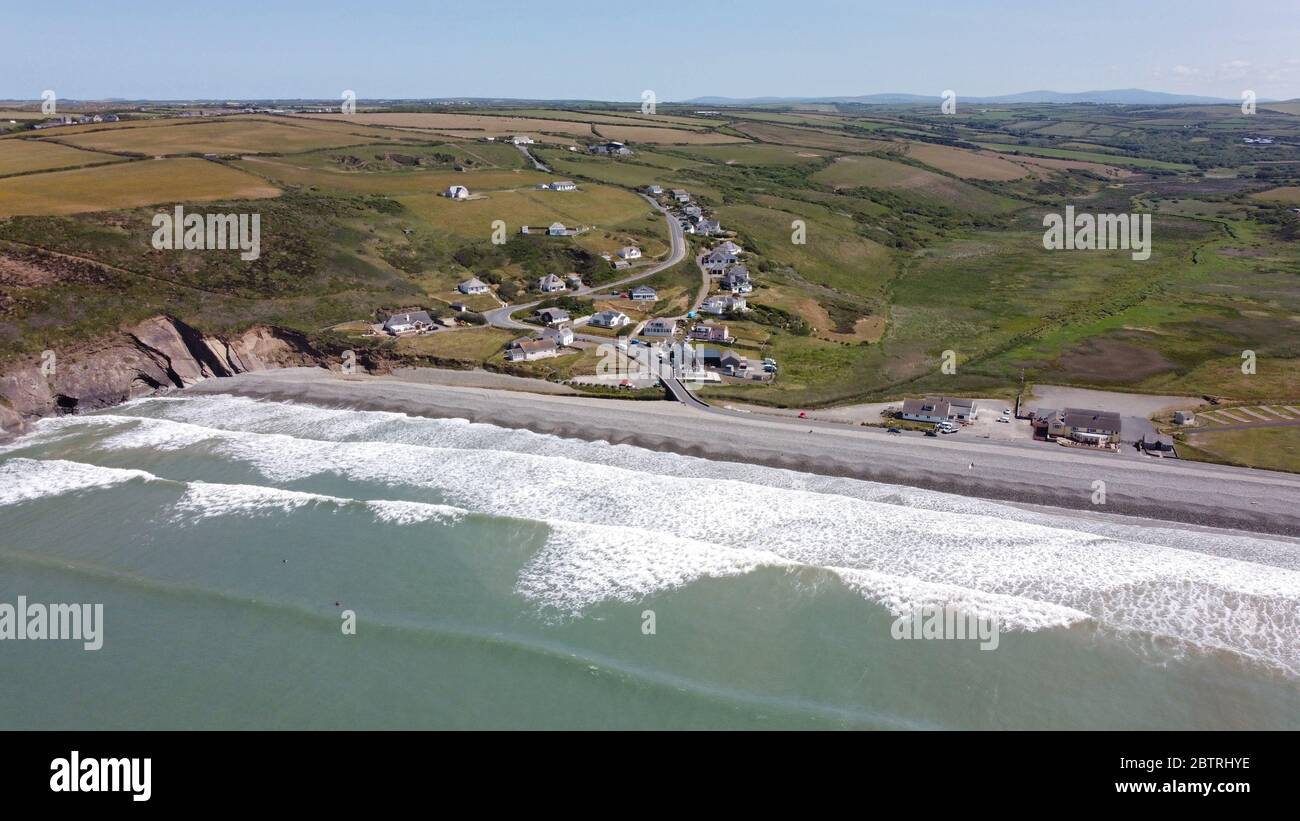 Aerial view of Newgale beach, Pembrokeshire Wales UK Stock Photo - Alamy