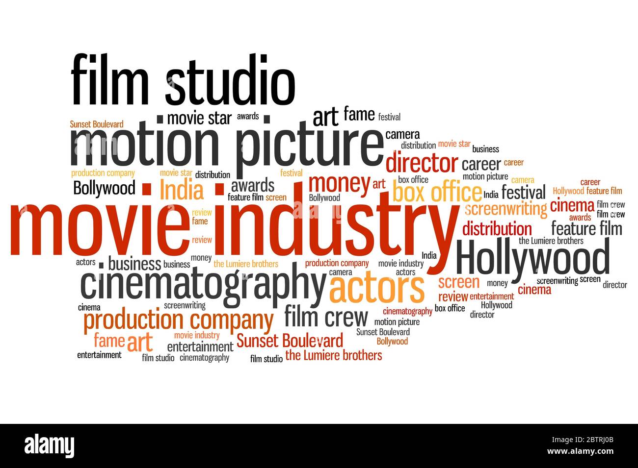Film industry issues and concepts word cloud illustration. Word collage ...